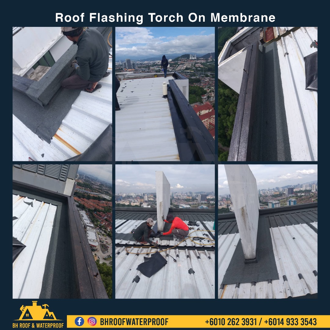 Roof Flashing Torch On Membrane Waterproofing Work👨🏻‍🔧 - MyRehom装修脑师