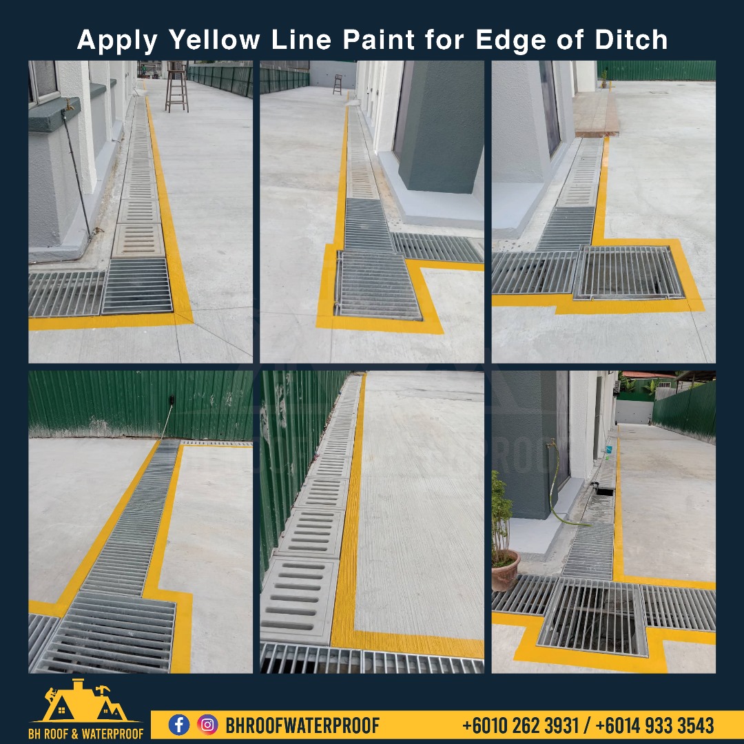 𝗔𝗽𝗽𝗹𝘆 𝗬𝗲𝗹𝗹𝗼𝘄 𝗟𝗶𝗻𝗲 𝗣𝗮𝗶𝗻𝘁 𝗳𝗼𝗿 𝗘𝗱𝗴𝗲 𝗼𝗳 𝗗𝗶𝘁𝗰𝗵🧑🏻‍🔧 - MyRehom装修脑师